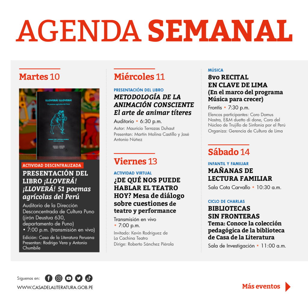 Actividades del martes 10 al domingo 15 de octubre - Casa de la ... Actividades del martes 10 al domingo 15 de octubre - Casa de la ...